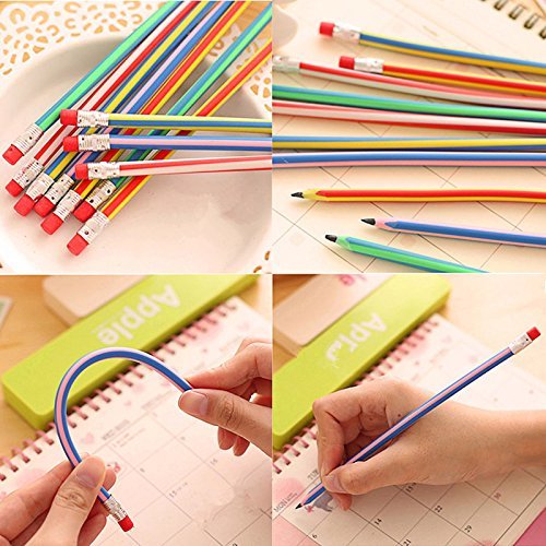 GOLD LEAF Flexible Easy Bendable Pencil With Eraser Pack Of 10 Pencils ...