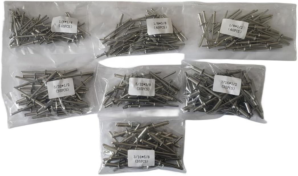 Amazon.com: 260pcs 304 Stainless Steel Blind Rivets, 7 Size Pop Rivets ...