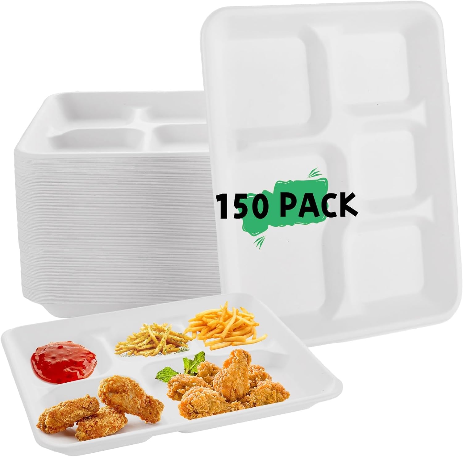 Amazon.com: LDXDRU 5 Compartment Plates Disposable, Disposable Plates ...