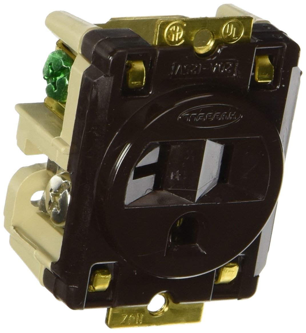 Hubbell HBL5357 Single Panel MT Receptacle, 20 amp, 125V, 5-20R, Brown ...