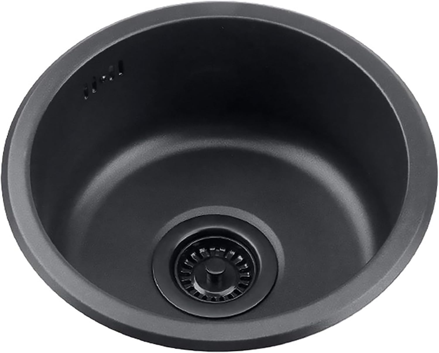 Topjia Black Round Kitchen Sink 304 Stainless Steel Single Bowl ...