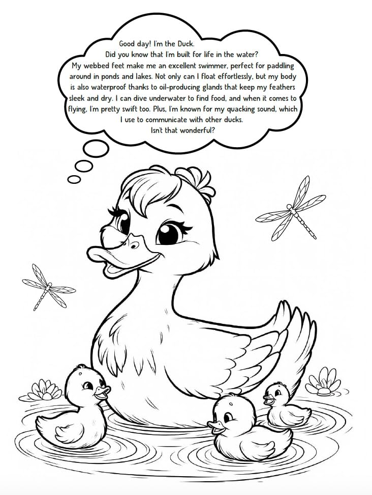 50 Cute Animals & Fun Facts: Easy Coloring Book for Kids Ages 4-8 ...