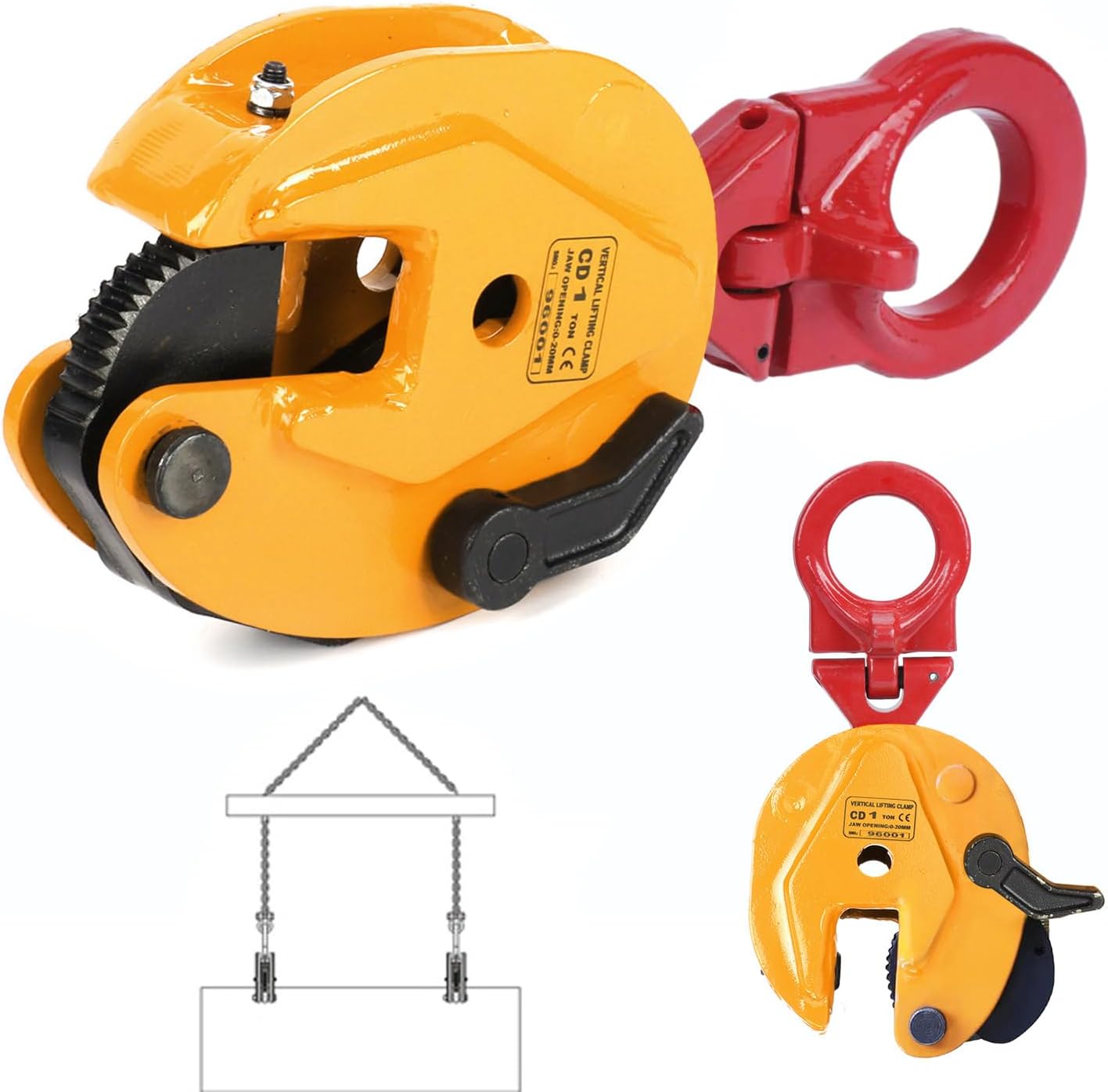 Amazon | 立吊りクランプ 定格容量1t ロックハンドル式 開口径0-20mm 縦吊りクランプ 荷吊り用 吊り具 吊りクランプ 建設機械 ...
