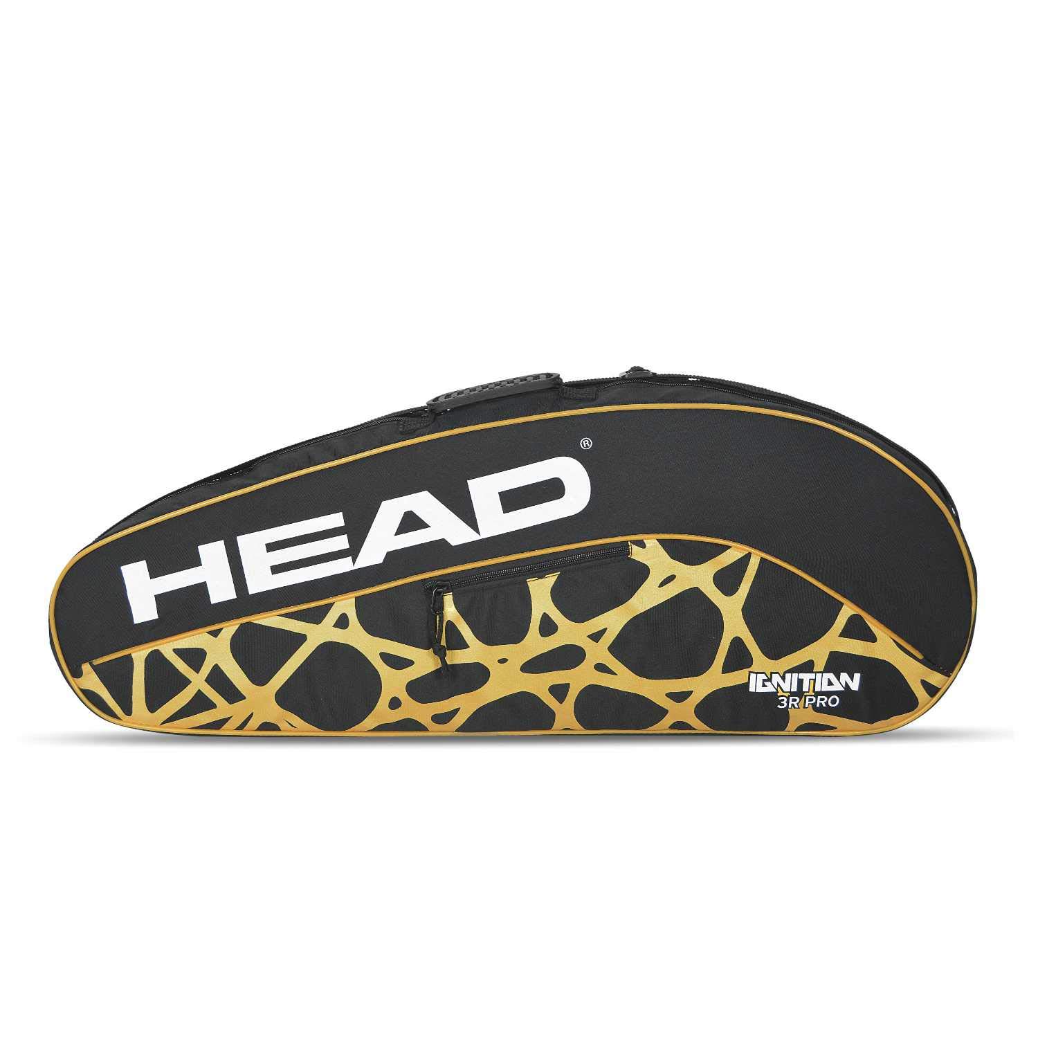 HEAD Igniton Pro 3R Badminton Kitbag Black&Gold : Amazon.in: Sports ...