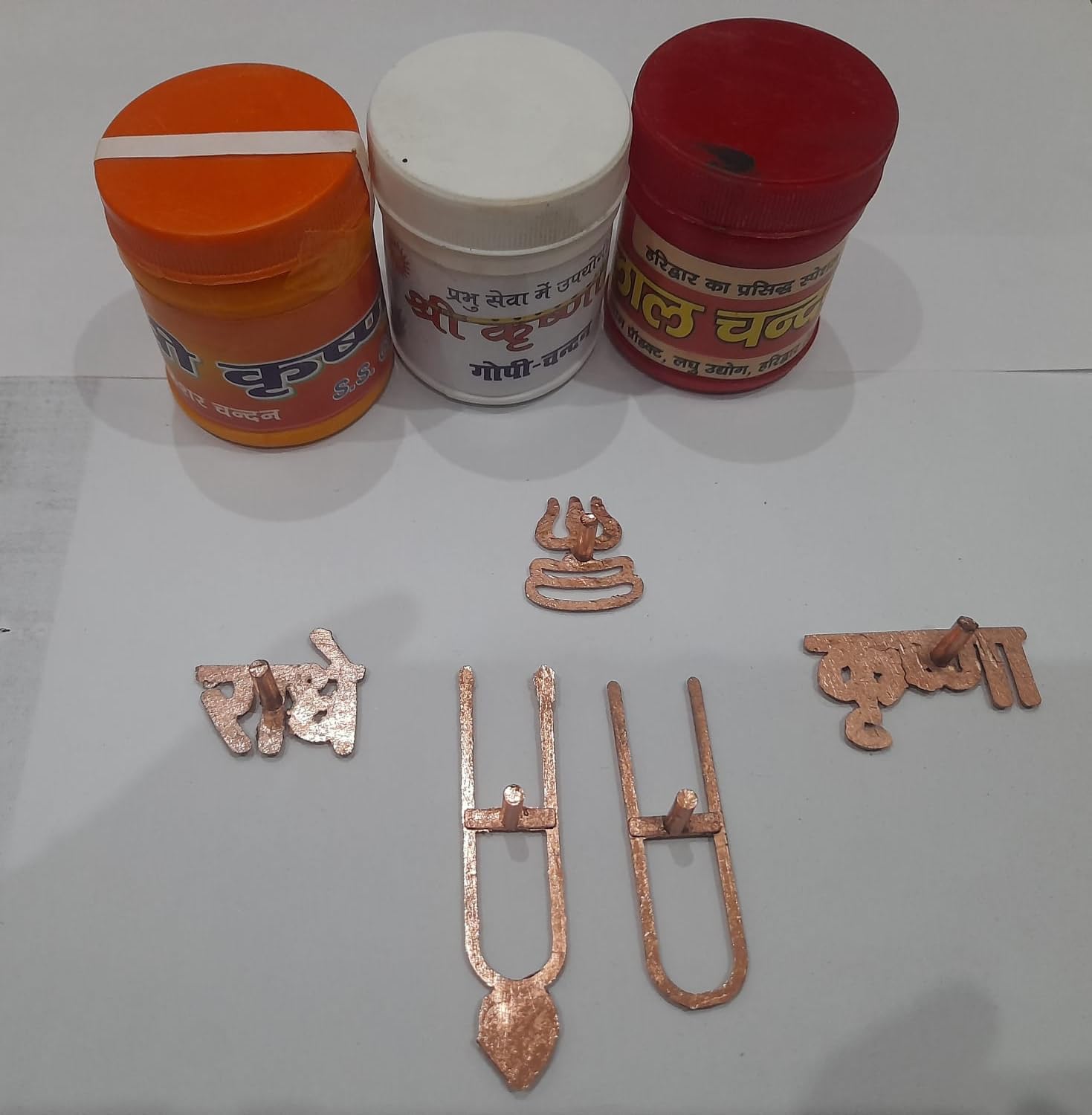 Krishna's Pooja Tilak Tikka Muhar Stamp [ Pack of 5 ] with 3 Color Roli ...
