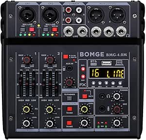 Amazon.com: BOMGE 04M Audio Mixer, Sound Board Mixing Console with 4 Channel Digital USB ...