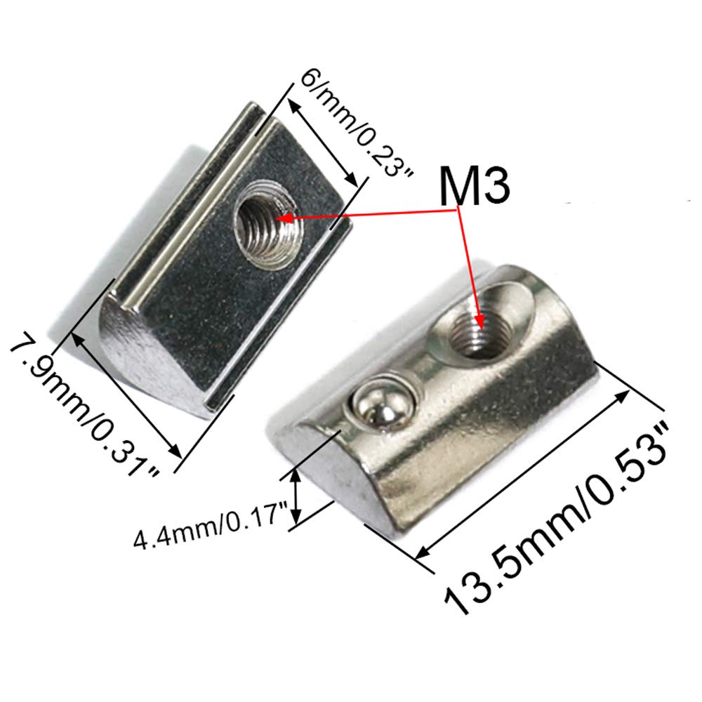 Snapklik.com : 50pcs 2020 Series M3 Half Round Roll In Spring T Slot ...