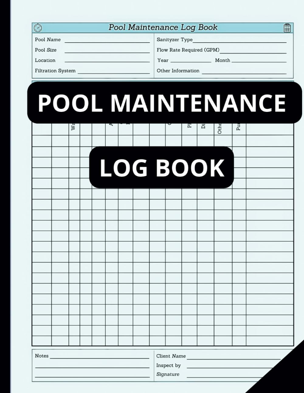 Pool Maintenance Log Book: A simple maintenance and cleaning checklist ...