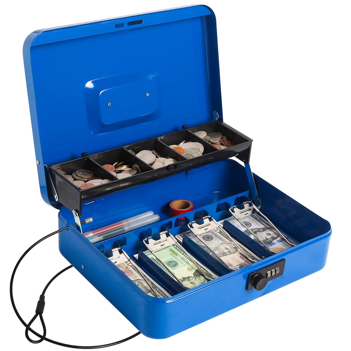 Amazon.com: Cash Box with Combination Lock, Money Safe for Cash, Lock ...