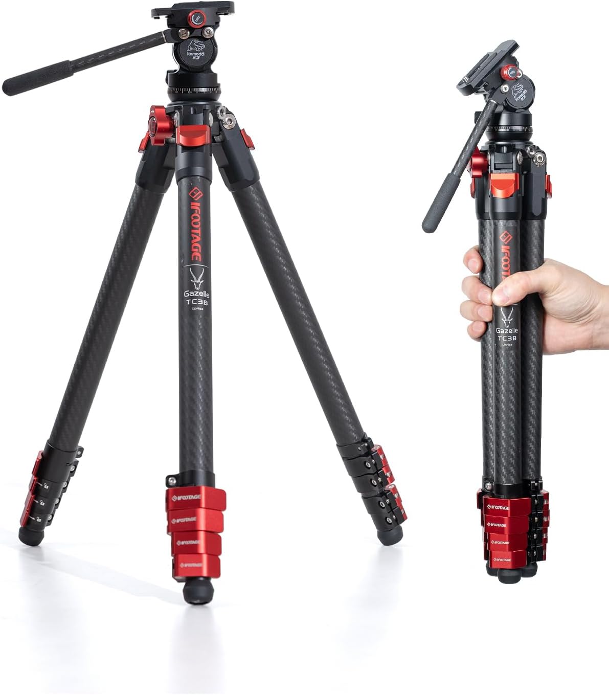 Amazon.com : IFOOTAGE Tripod TC3B with Head K3, Professional Travel ...