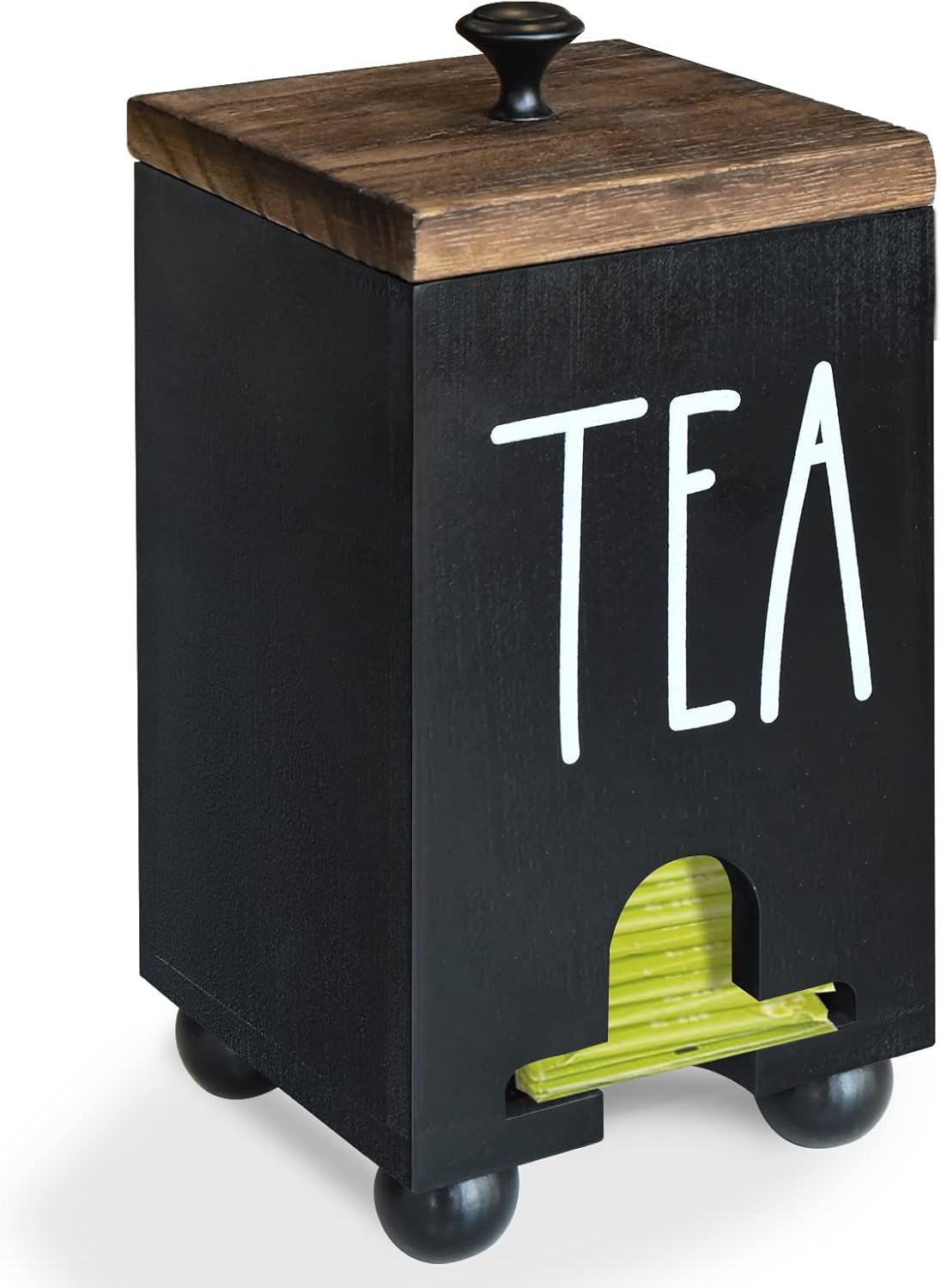 Amazon.com: Farmhouse Wooden Tea Bag Organizer for Kitchen Counter ...