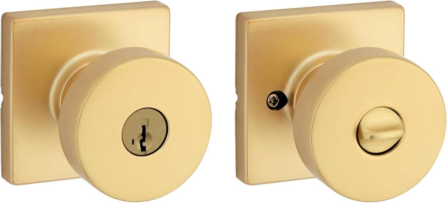 Kwikset Pismo Entry Door Knob with Lock and Key, Secure Keyed Handle ...