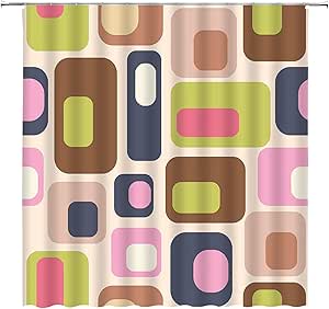 Amazon.com: Modern Mid Century Shower Curtain Retro Geometric Colorful Abstract Classic Iconic ...