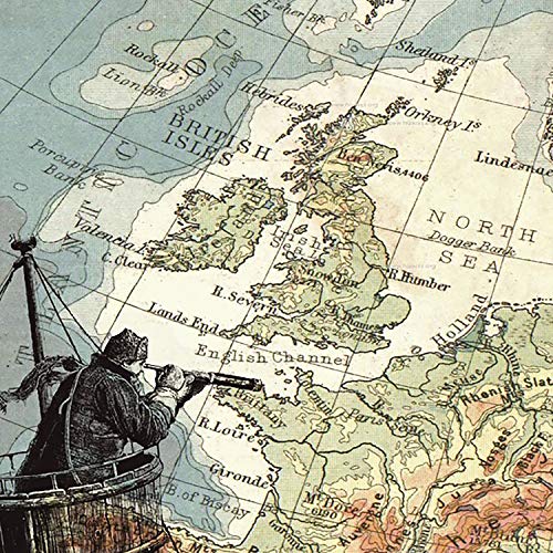 Nacnic Poster Sailor with spyglass. Sheets maps the world. Decorated ...
