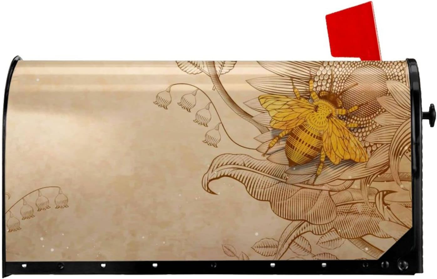 Amazon.com: Retro Hand Drawn Honey Bees and Sunflowers Mailbox Covers ...