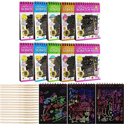 deziine® A6 Drawing Book 10 Pages Rainbow Scratch Paper Notes Scratch ...