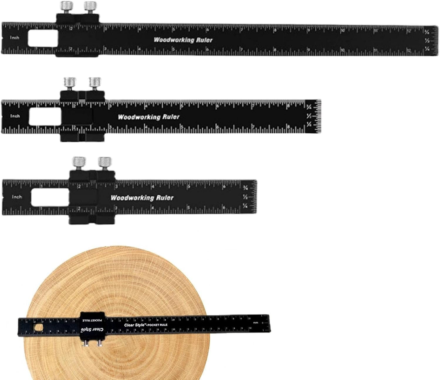 Régua de Bolso de Precisão Carpintaria | Metal Slide Rule Polegada e ...