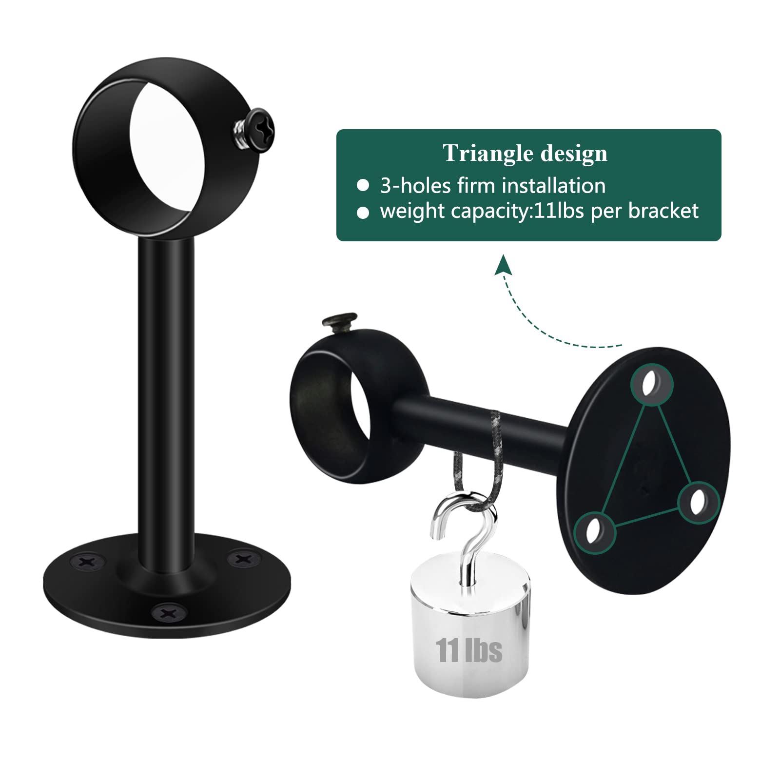 Snapklik.com : 10 Pack Ceiling Curtain Rod Bracket, Heavy Duty 1 Inch ...