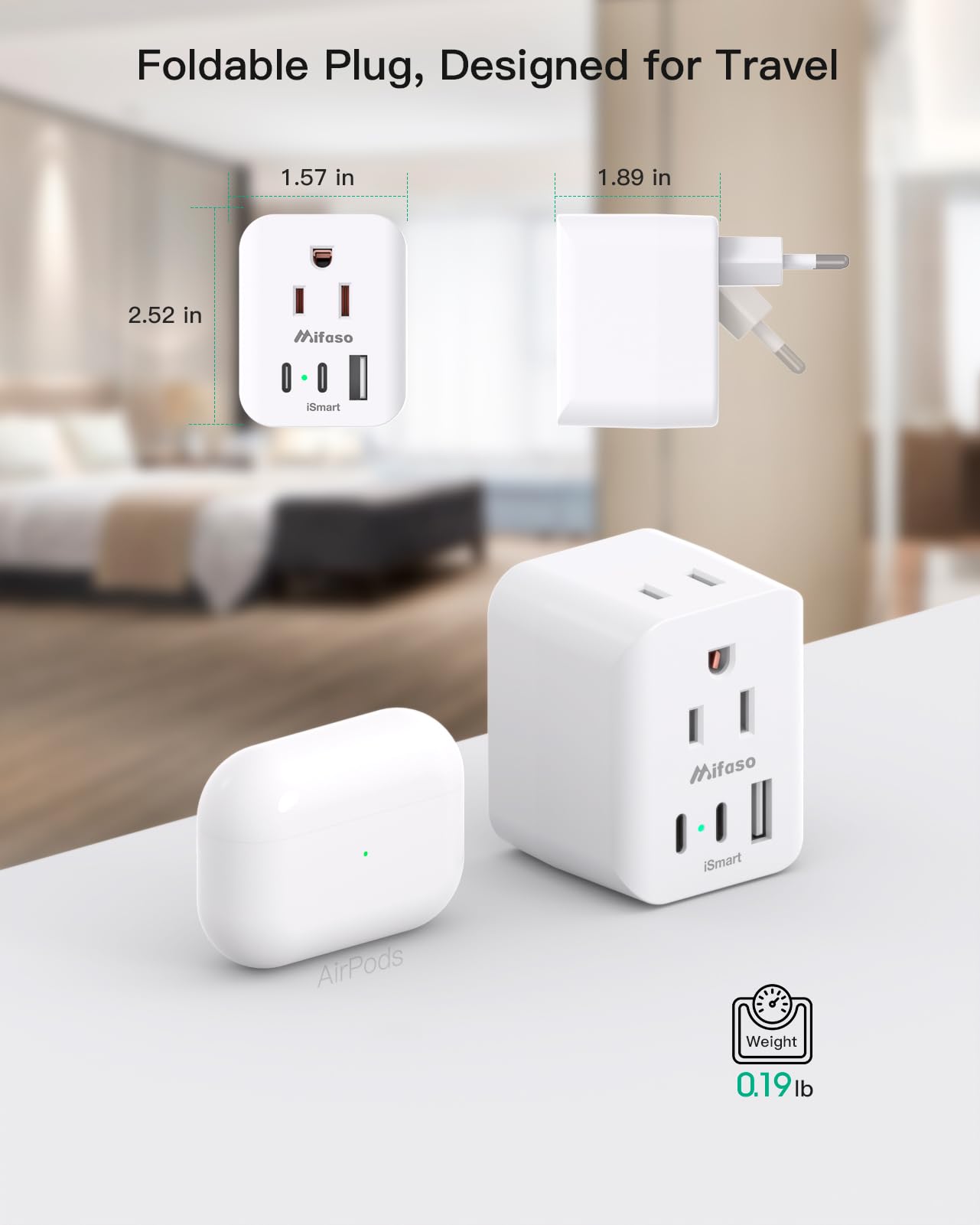 Snapklik.com : European Travel Plug Adapter, 2 Pack Foldable ...