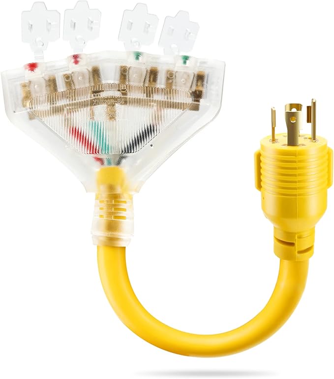 RealPlus 30 Amp to 110 Adapter Generator Power Cord, 4 Prong to 15 Amp ...