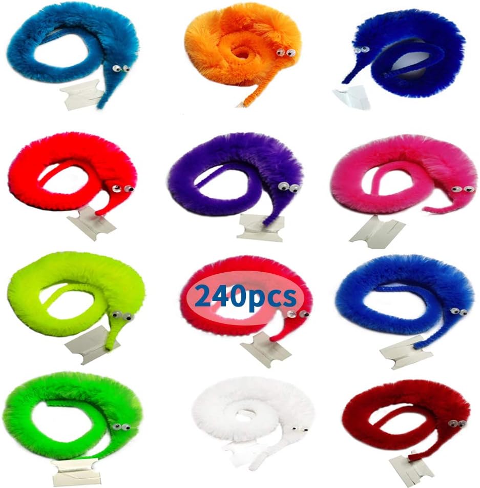 Amazon.com: SHENGSEN 240 Pack Fuzzy Worm Toys with Big and Small Sizes ...