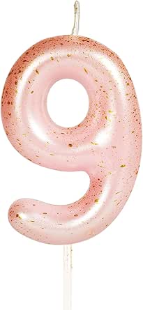Hongplus Pink Gold Number 9 Candles, 9 Birthday Candle,Pink Happy ...