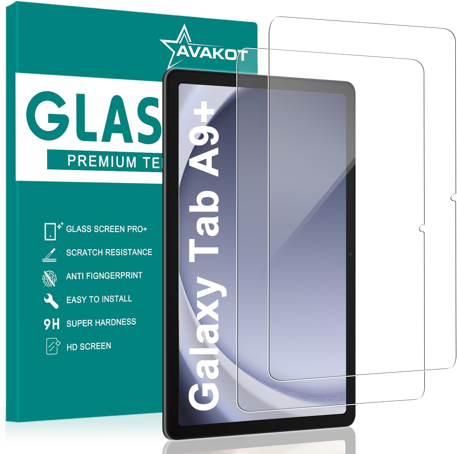 Amazon.com: Avakot 2-Pack Galaxy Tab A9 Plus Tempered Film Screen ...