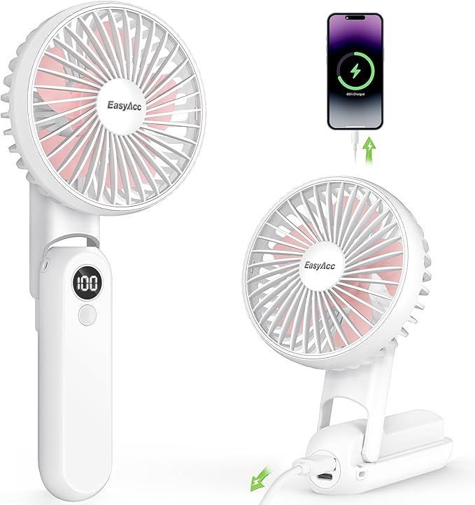 Amazon.com: EasyAcc Portable Handheld Fan for Travel [Ultra Quiet ...
