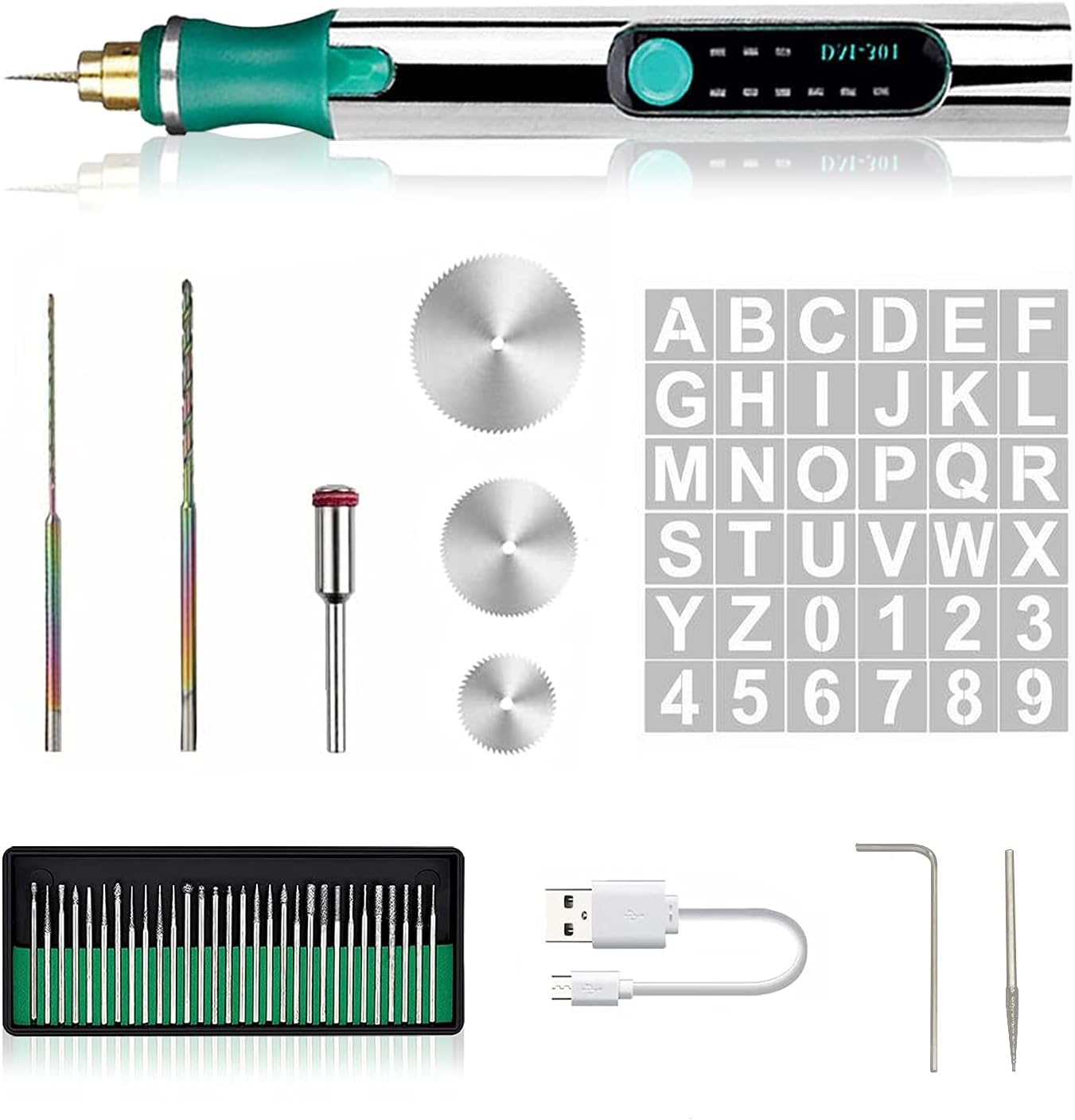 USB Rechargeable Micro Engraver Etching Pen with 36 Stencils,25W Mini ...