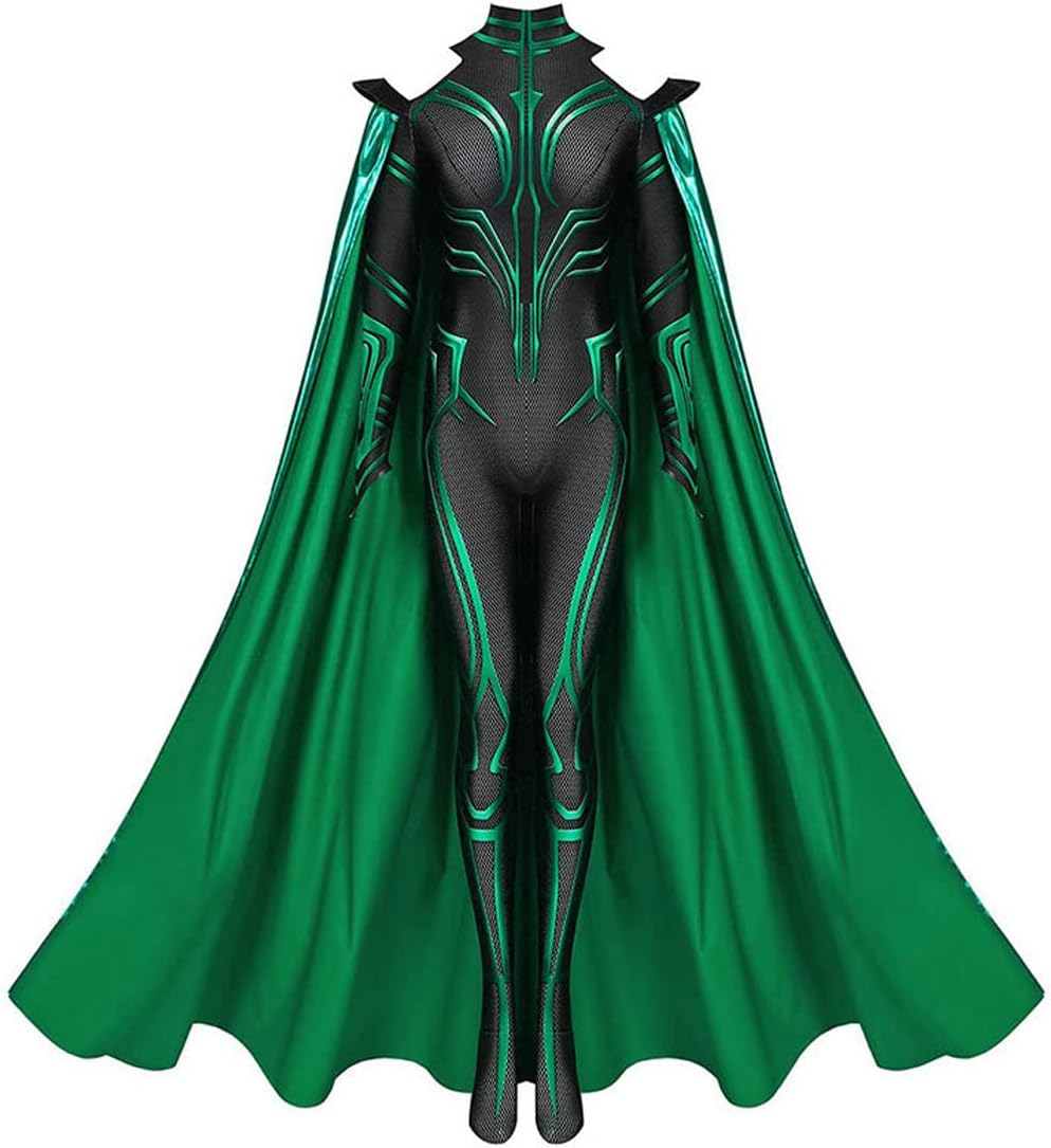 Amazon.com: Adult Women Hela Cosplay Jumpsuit with Cape Kids Hela ...