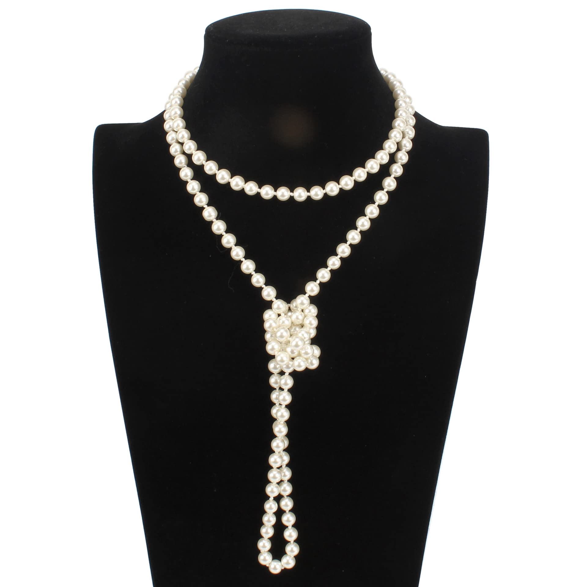 Amazon.com: Kawailay Long Pearl Necklace Imitation Pearl Necklace 1920s ...