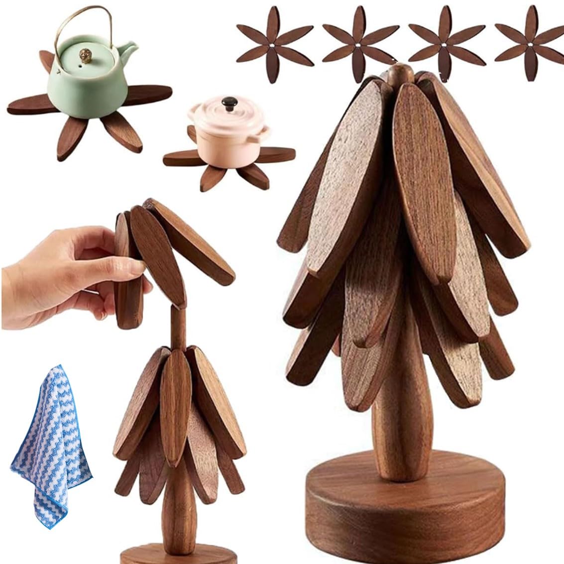 Wood Trivet 2024 Wooden Trivets for Hot Dishes Foldable Trivet Table ...