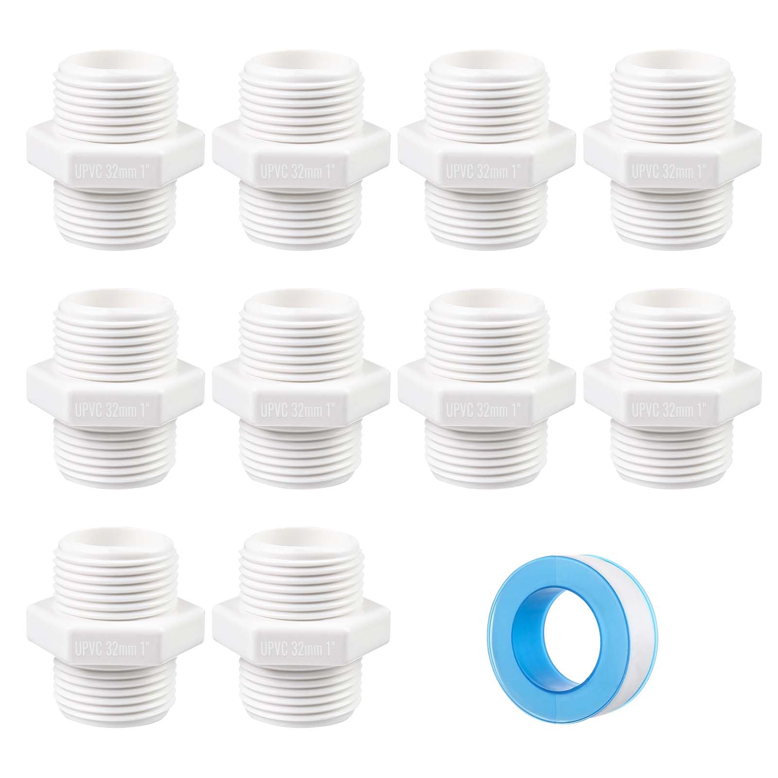 Amazon.com: ZOWZEA 10 Pcs 1 Inch PVC Pipe Fittings Hex Nipple G1 X G1 ...