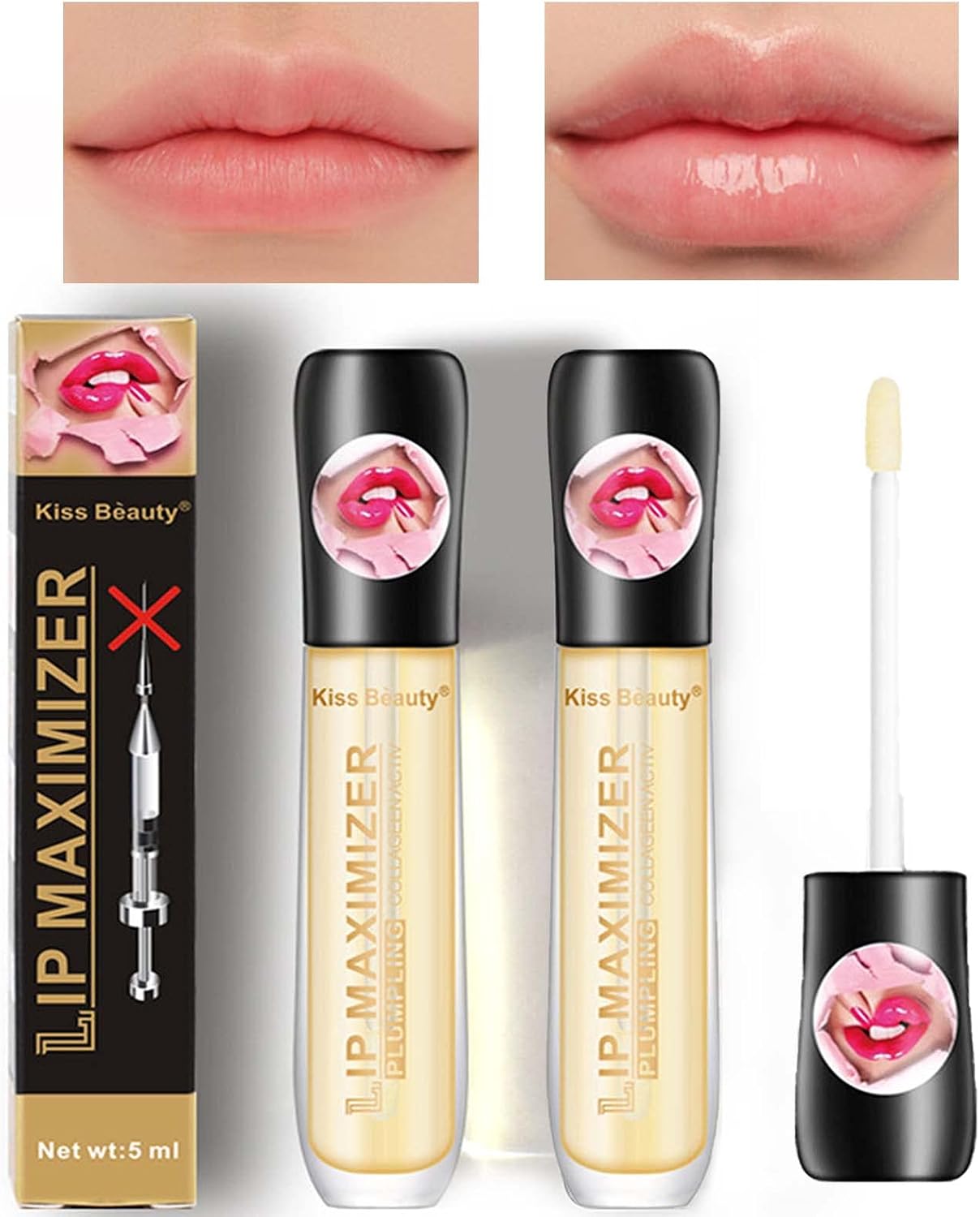 Lip Balm Set 2 PCS Plumping Lip Gloss,Clear Lip Oil Waterproof Liquid ...