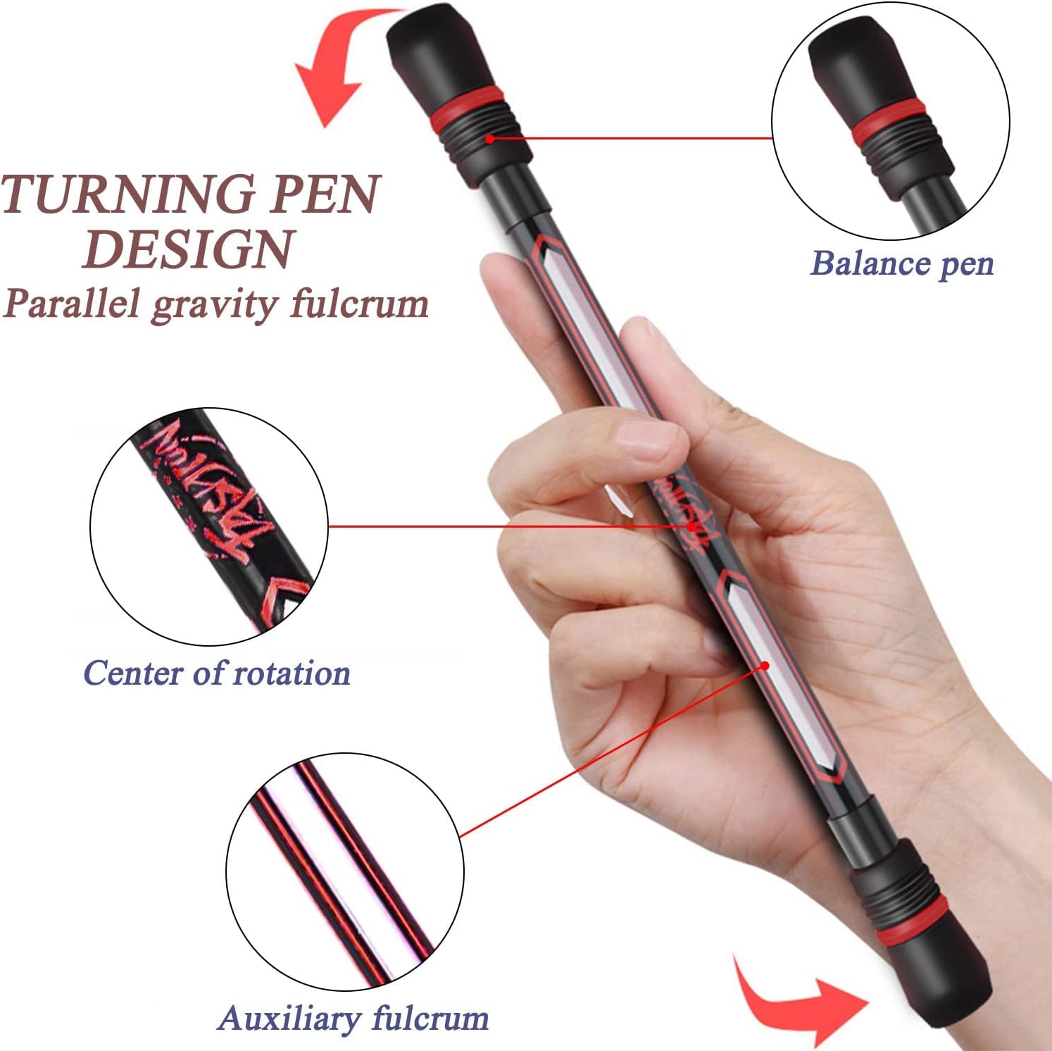Unvtap 4 Pieces Spinning Pen, Rolling Finger Rotating Pen, Pen Spinning ...