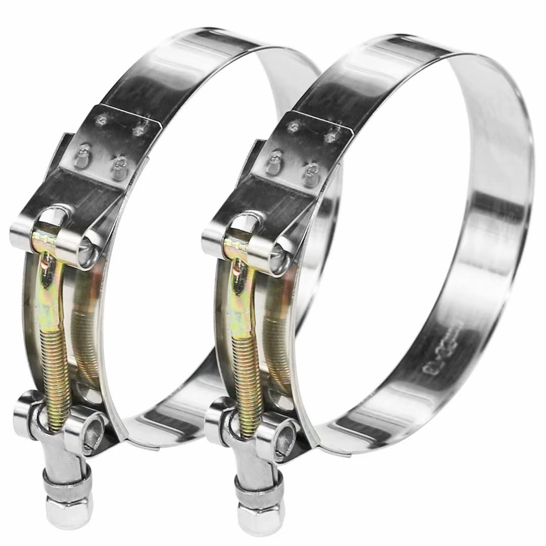 Snapklik.com : 2 Pack 3.5 T-Bolt Hose Clamps, 304 Stainless Steel Turbo ...