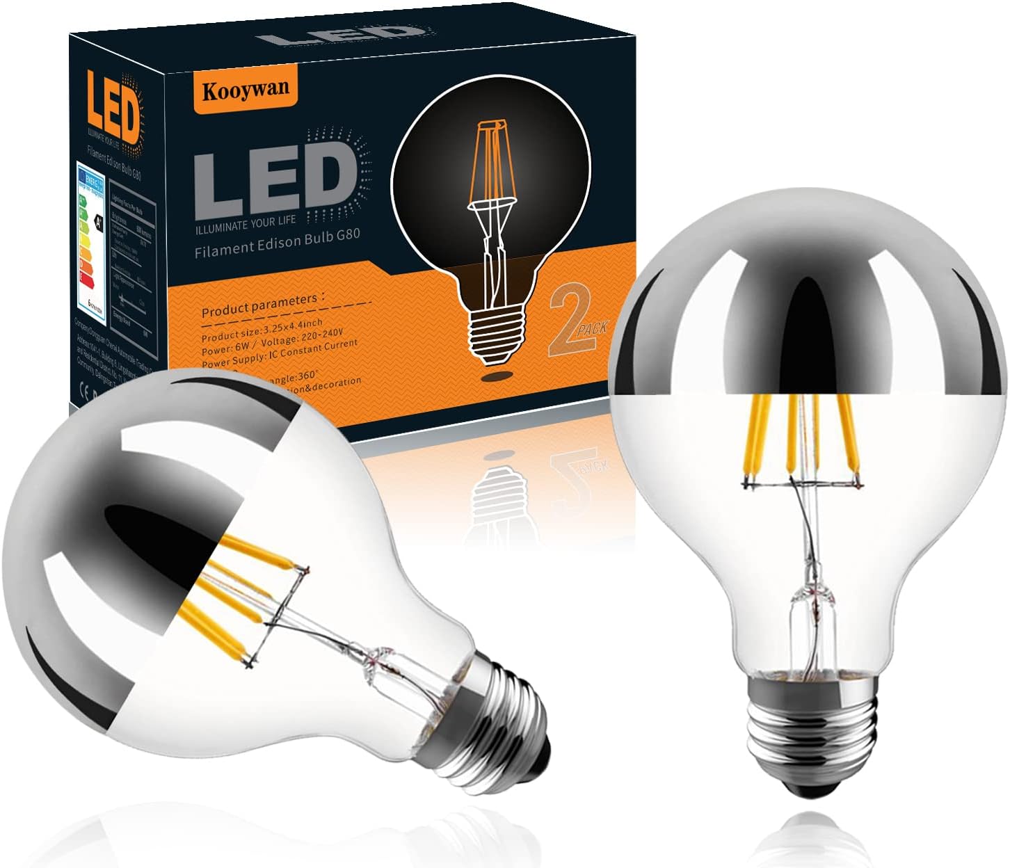 Paulmann 28673 LED filament lamp G95 7W bulb head mirror silver 2700K ...
