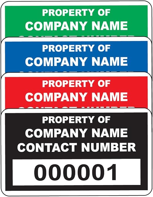 500 Personalised Asset Tag Labels Custom Stickers- 38mm x 20mm ...