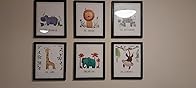 Baby Nursery Decor Jungle Safari Animal Unframed Wall Art -Set of 6 ...