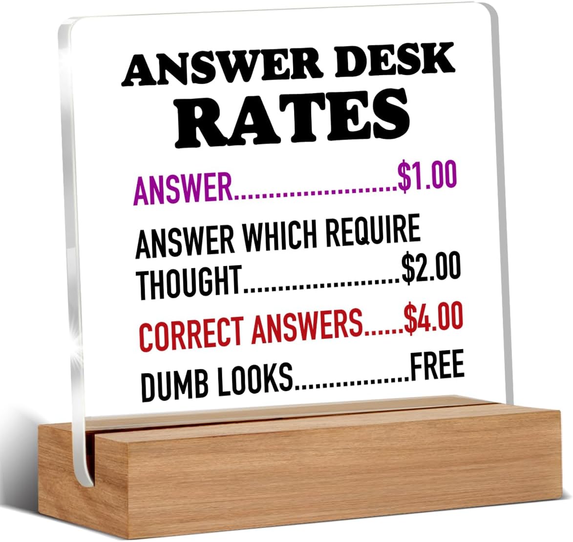 Amazon.com: Creative Tin Sign Answer Desk Rates Funny Novelty Metal ...