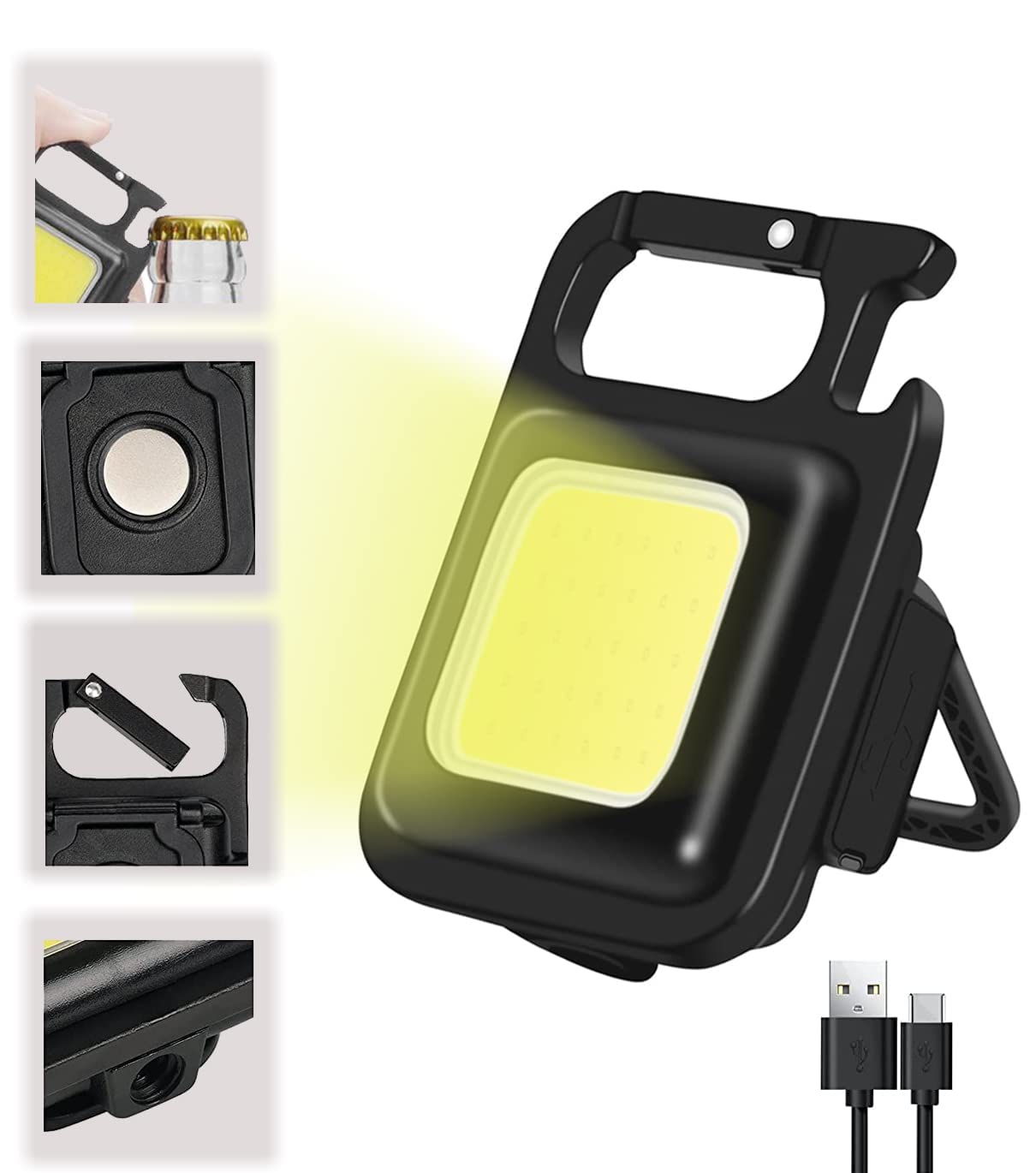 KRIKU EXPO Mini Flashlight, 800Lumens COB Bright Rechargeable Keychain ...