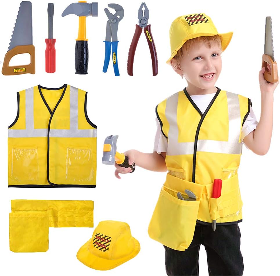 Amazon.com: TopTie Kids Construction Worker Costume, Includes Vest, Hat ...