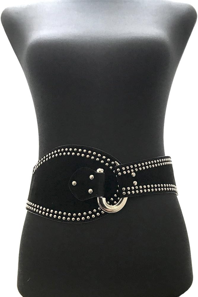 Black Velvet Studded Edge Belt One Size at Amazon Women’s Clothing store