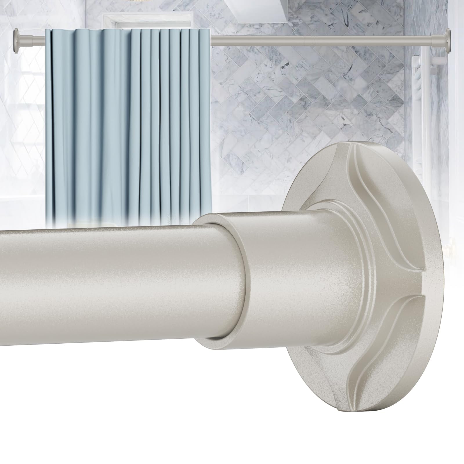 Spring Loaded Shower Curtain Rod Allen + Roth 44 In To 72 In Brushed