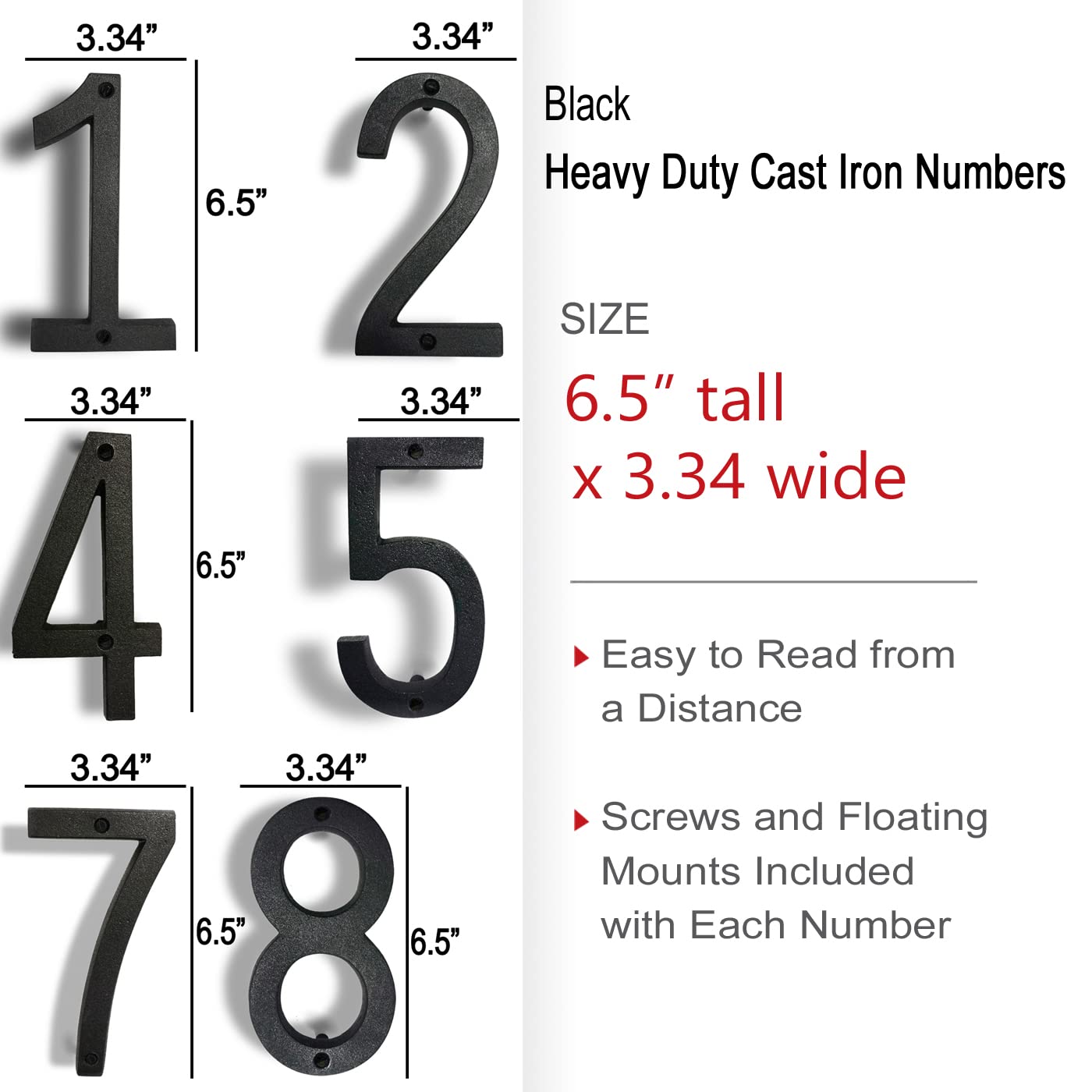 Snapklik.com : NACH Floating House Numbers, 6 Inch Aluminum Black House ...