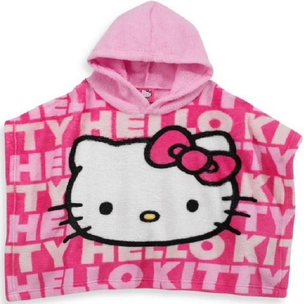 Amazon.com: Hello Kitty Toddler Girls Hooded Fleece Poncho Blanket Bath ...