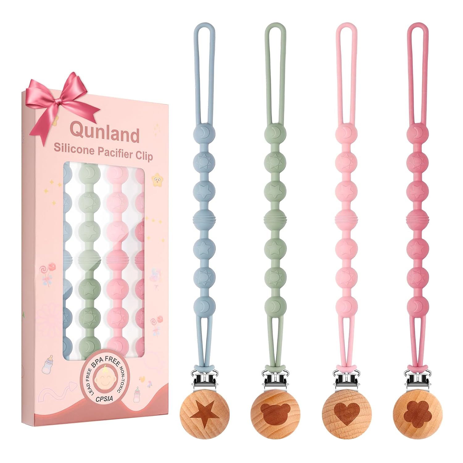 Amazon.com : Silicone Pacifier Clip Holder for Baby Girls Boys ...