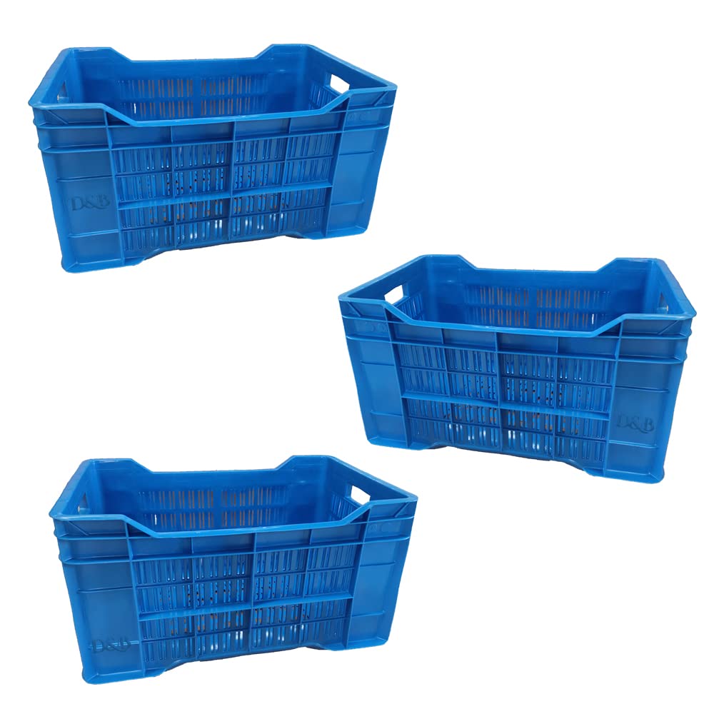 Buy D&B Plastic Storage Crates Heavy Duty Multipurpose Storage Crates ...
