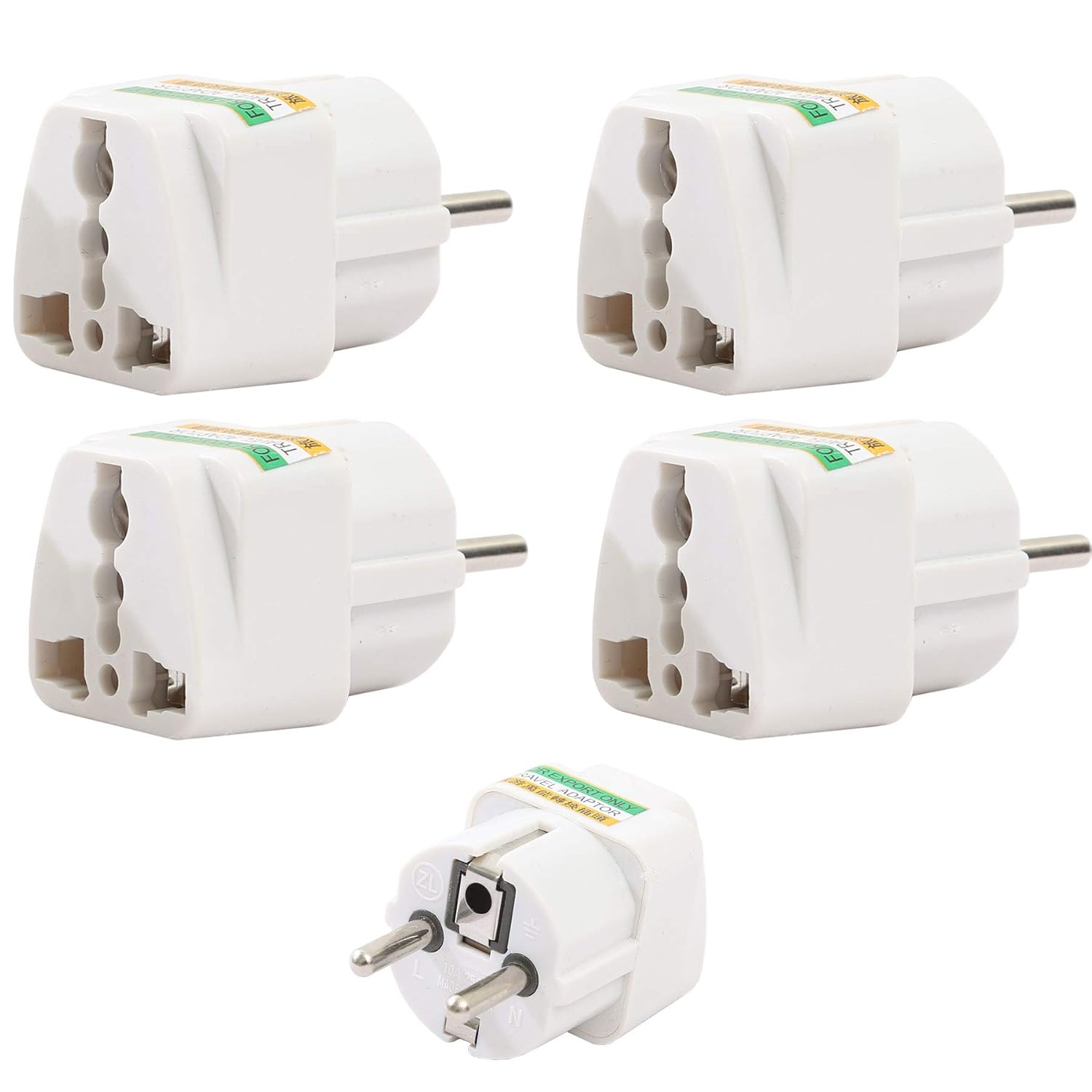 Hi-PLASST (5PCS) Grounded Universal Schuko Plug Adapter (Type F) for AU ...