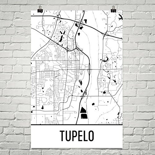 Tupelo MS Map, Tupelo Mississippi Art, Tupelo Print, Tupelo Poster ...
